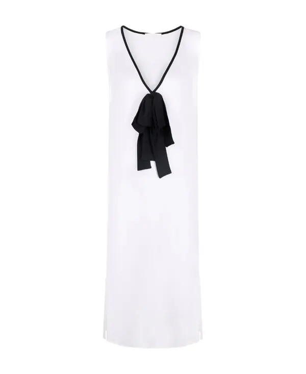 Fabiana Filippi Bow-detailed V-neck Sleeveless Long Top - Black