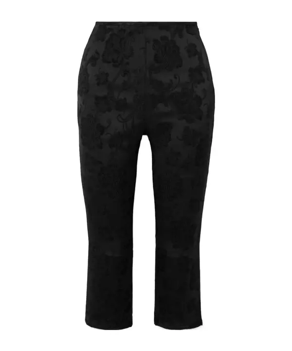 Alessandra Rich Cropped Satin-jacquard Skinny Pants
