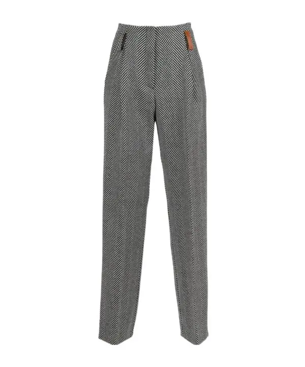 FORTE_FORTE Herringbone Pleated Trousers - Gray