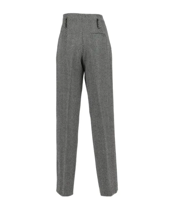 FORTE_FORTE Herringbone High Waist Pleated Trousers