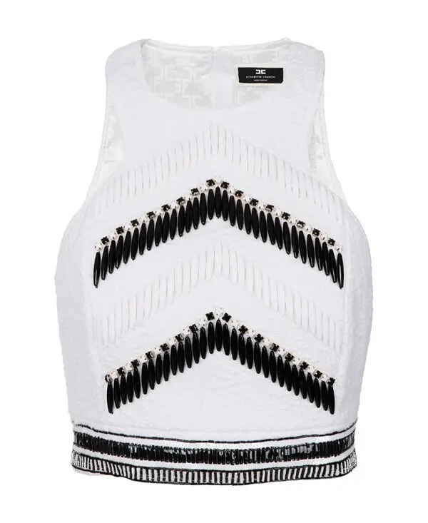 Elisabetta Franchi Logo Vest - White