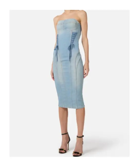 Elisabetta Franchi Off-the-shoulder Denim Dress