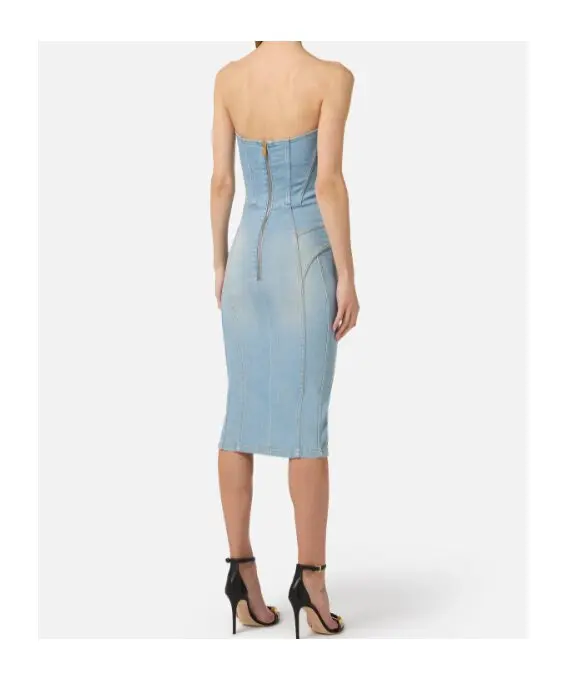 Elisabetta Franchi Off-the-shoulder Denim Dress