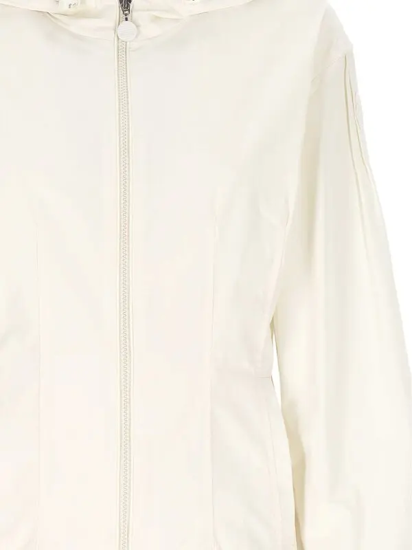 Moncler Zip-up Hooded Jacket With Branded Patch - Cream