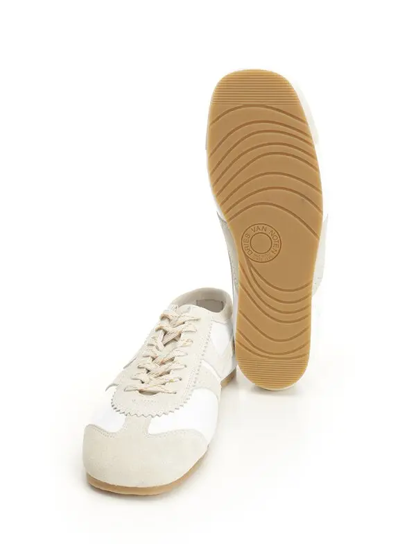 Dries Van Noten Leather And Suede Paneled Lace-up Sneakers - White