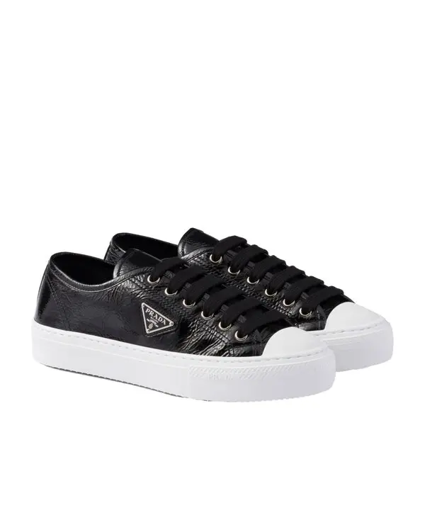 Prada Patent Leather Lace-up Sneakers
