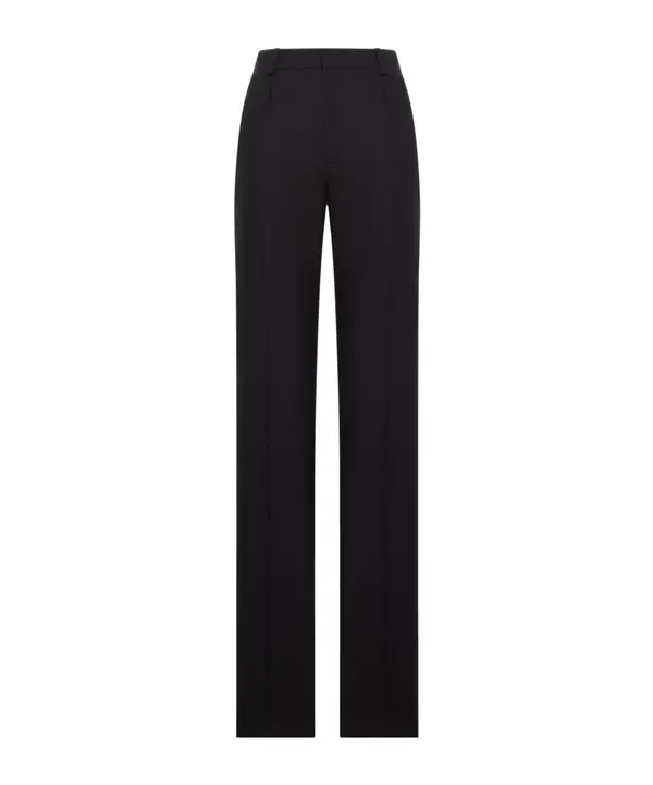 Saint Laurent Pleat Detailed Straight Leg Pants - Black
