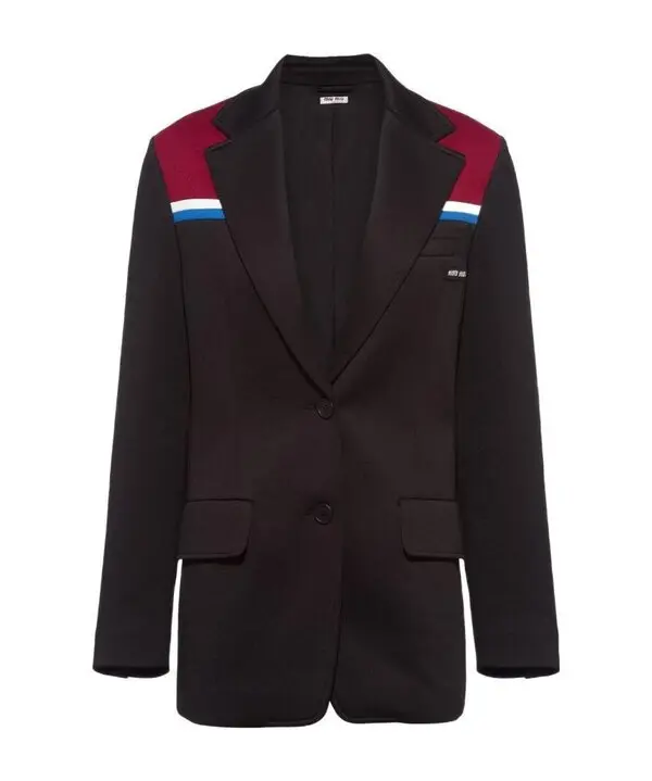 Miu Miu Color-blocked Single-breasted Blazer - Black