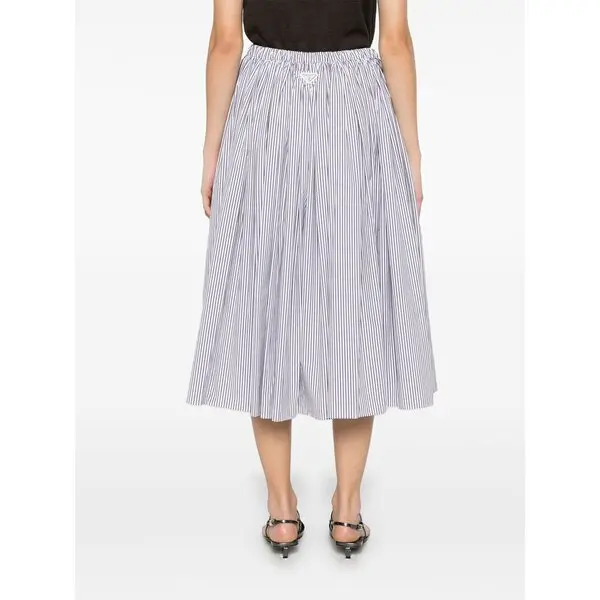 Prada Striped Elasticated Waist Skirt - White/blue