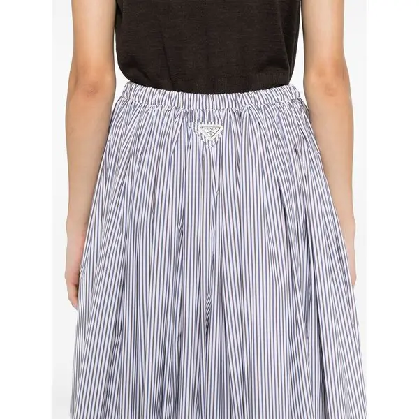 Prada Striped Elasticated Waist Skirt - White/blue