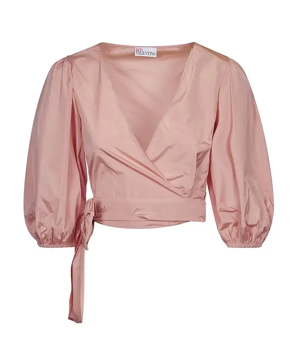 Red Valentino V-neck Wrap Blouse With Bow Detail - Pink