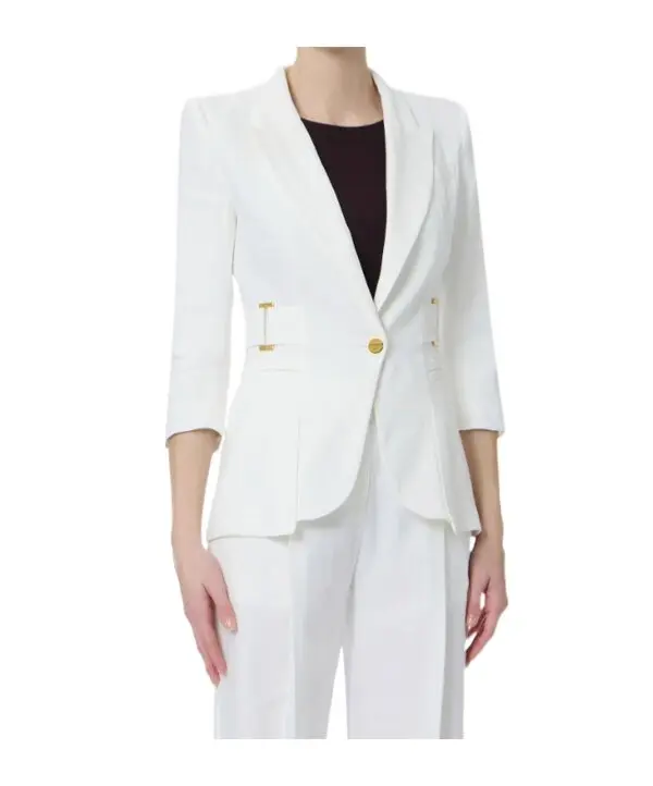Elisabetta Franchi Structured Single-breasted Blazer With Peak Lapel And Metal Trims