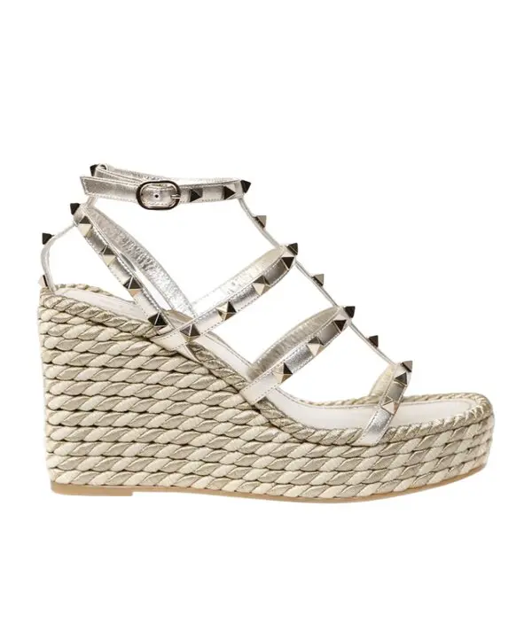 Valentino Garavani Studded Wedge Sandals - Nude