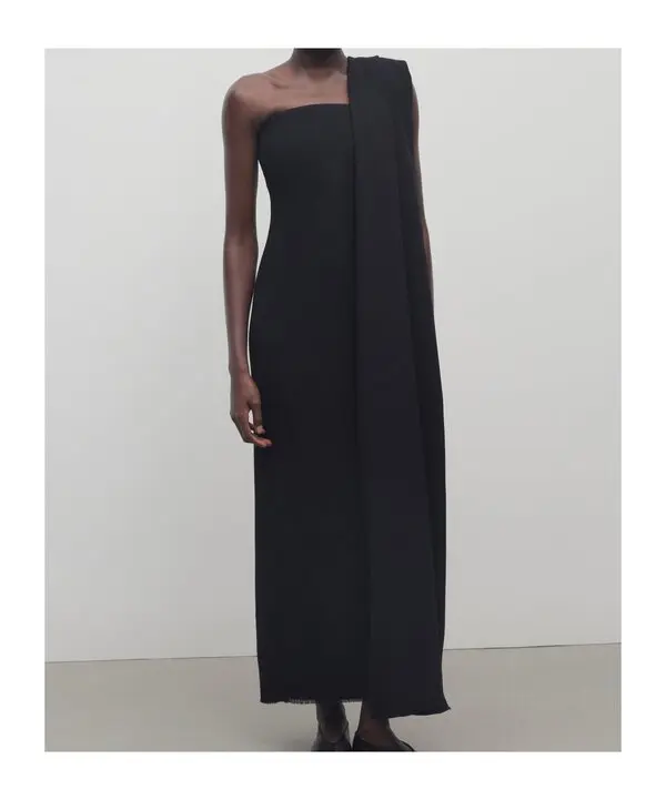 THE ROW Asymmetric Draped Wool Crepe Gown