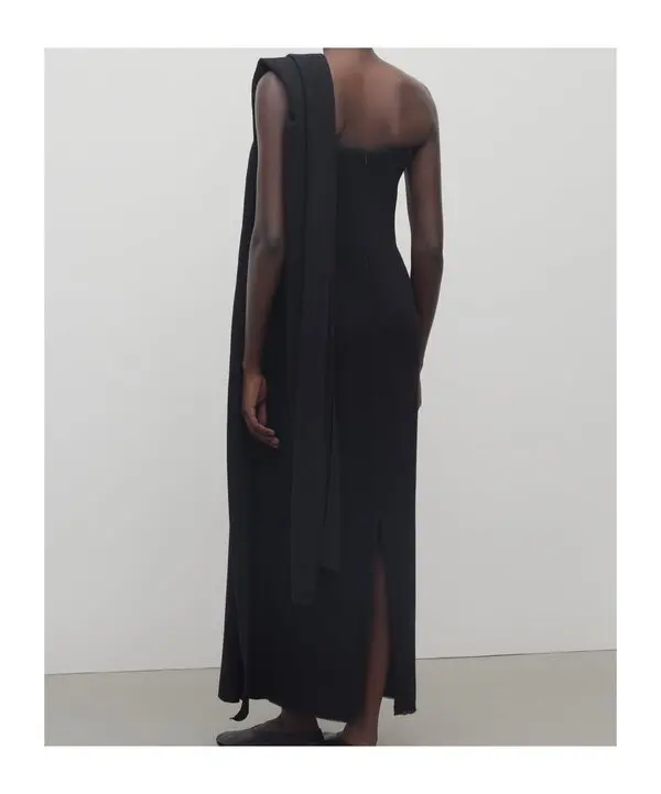 THE ROW Asymmetric Draped Wool Crepe Gown