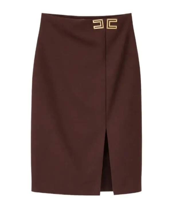 Elisabetta Franchi Double Layer Stretch Crêpe Skirt