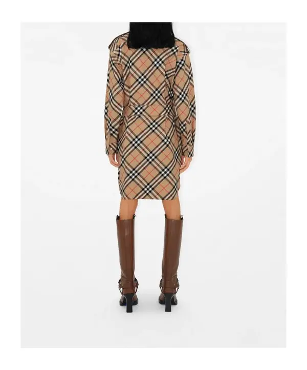 Burberry Checked Belted Shirt Dress - Nude