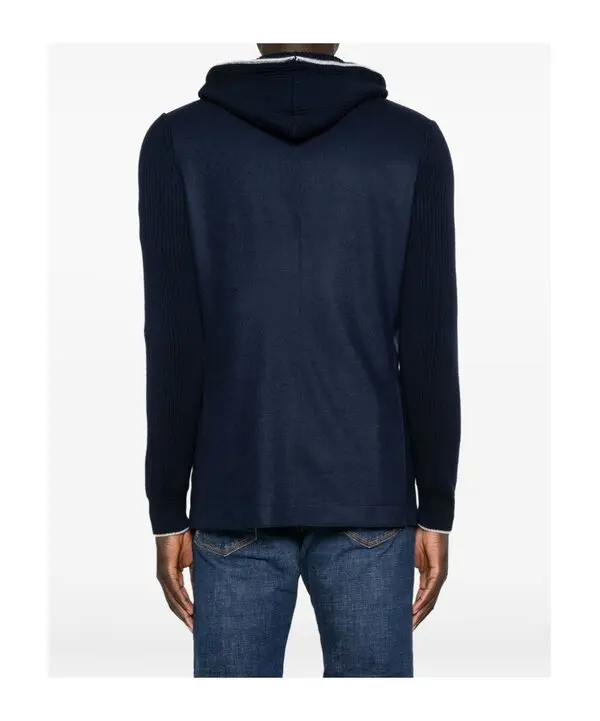 Eleventy Ribbed Hooded Jacket - Black