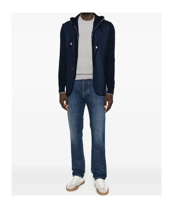 Eleventy Ribbed Hooded Jacket - Black