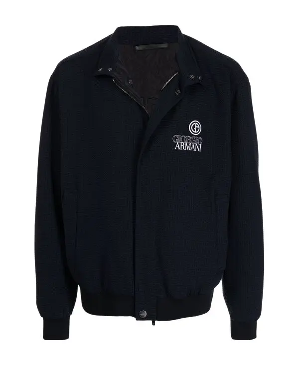Giorgio Armani Logo Details Casual Jacket - Black