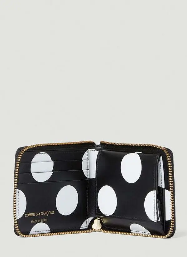 Comme Des Garçons Polka Dot Print Interior Zip-around Wallet