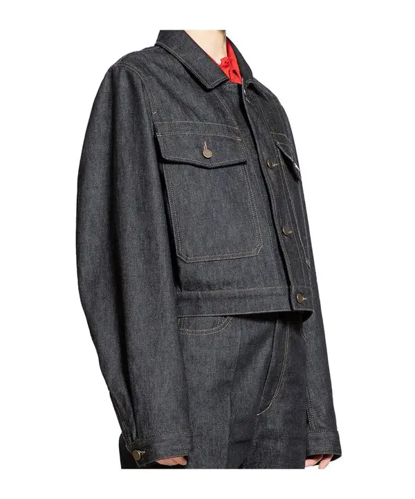 LEMAIRE Cropped Denim Blouson Jacket - Black