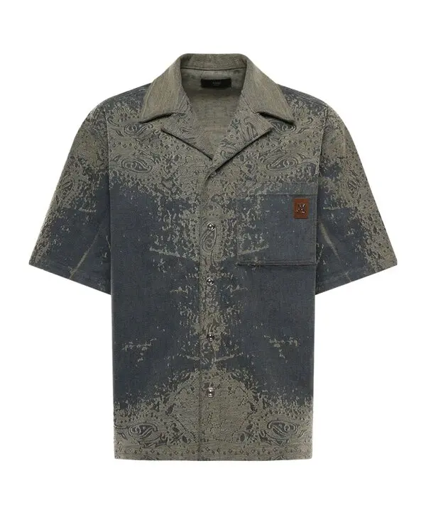 Amiri Paisley Denim Short Sleeve Shirt
