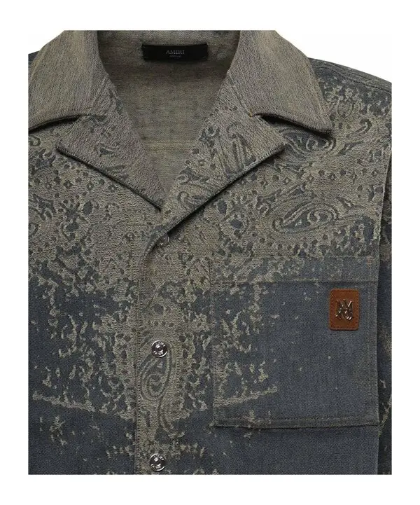 Amiri Paisley Denim Short Sleeve Shirt