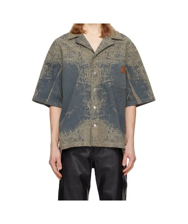 Amiri Paisley Denim Short Sleeve Shirt