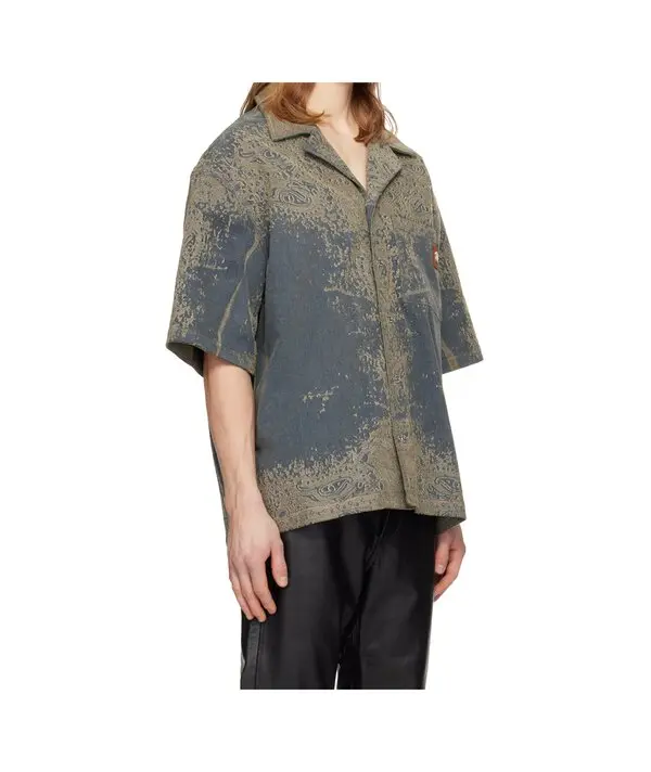 Amiri Paisley Denim Short Sleeve Shirt