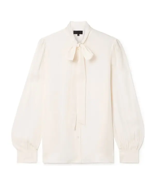 NILI LOTAN Carina Pussy-bow Silk-chiffon Blouse - White