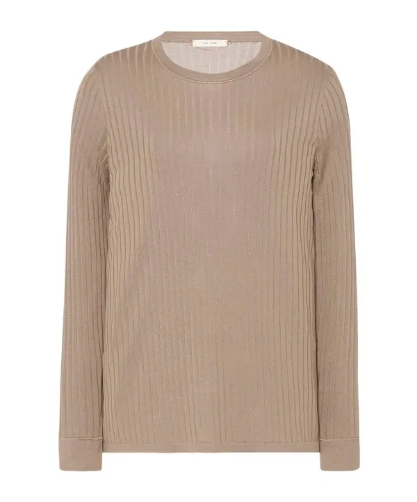 THE ROW Ribbed Long-sleeve Top - Beige