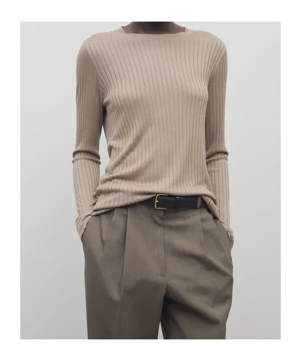 THE ROW Ribbed Long-sleeve Top - Beige