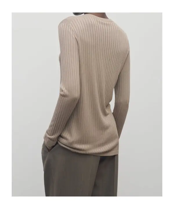 THE ROW Ribbed Long-sleeve Top - Beige