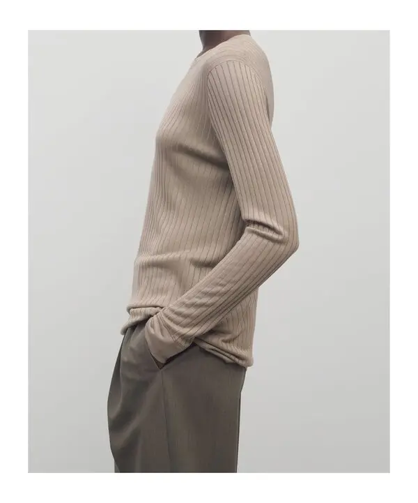 THE ROW Ribbed Long-sleeve Top - Beige