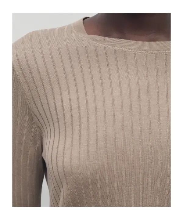 THE ROW Ribbed Long-sleeve Top - Beige