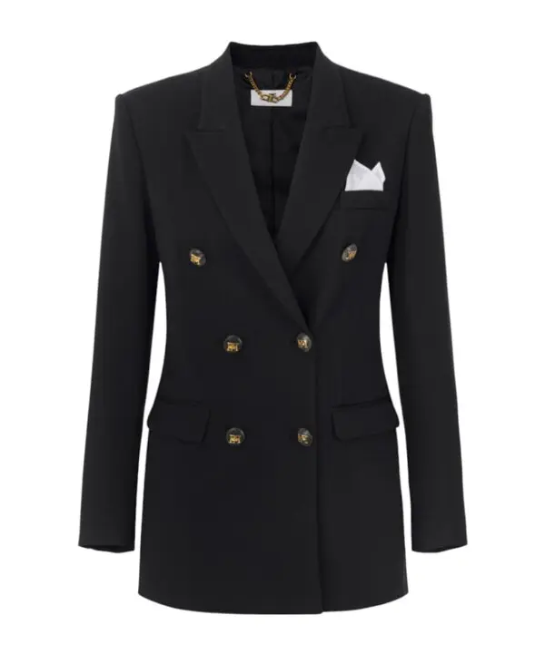 Elisabetta Franchi Breast Pocket Gabardine Jacket - Black