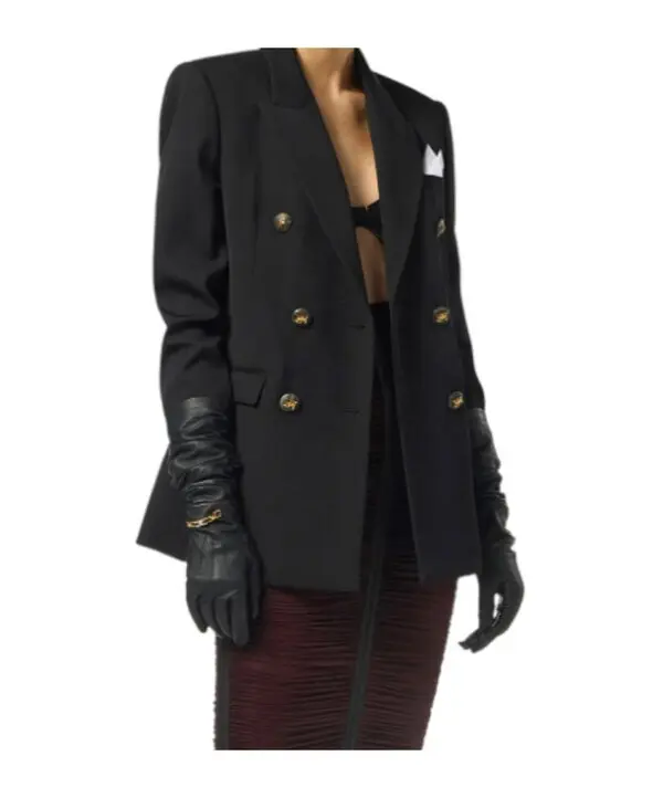 Elisabetta Franchi Double Breasted Gabardine Blazer - Black