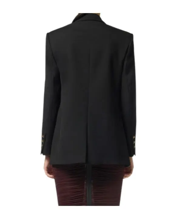 Elisabetta Franchi Double Breasted Gabardine Blazer - Black