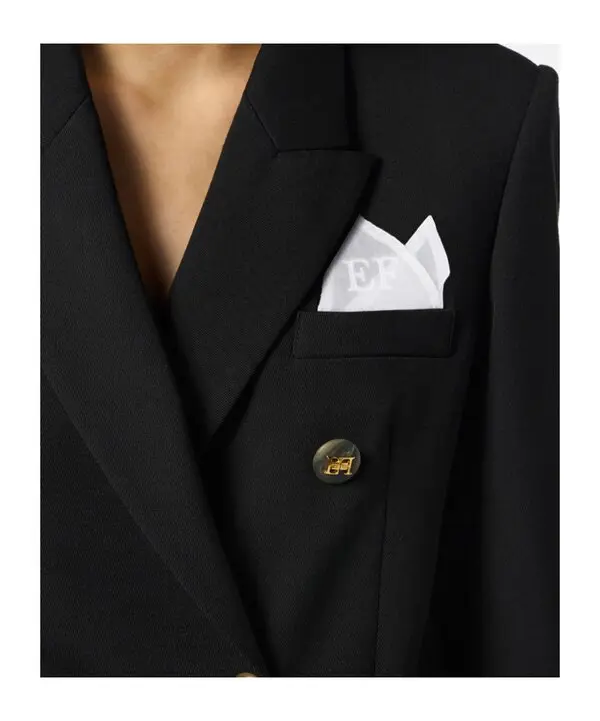 Elisabetta Franchi Double Breasted Gabardine Blazer - Black