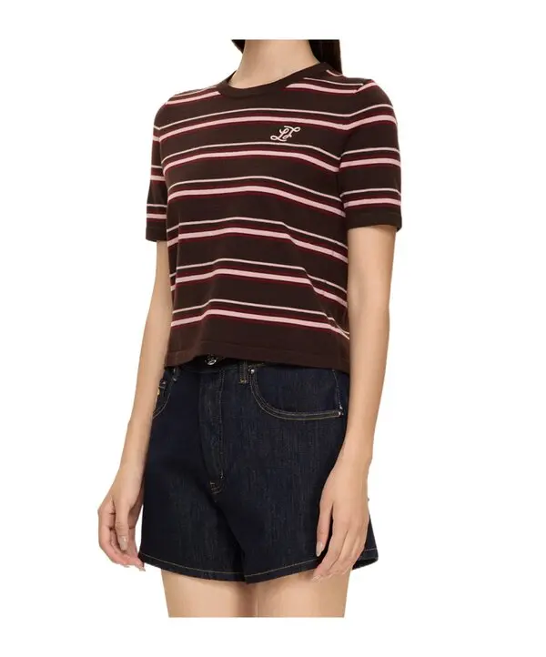 LIUREGALI Striped Round Neck T-shirt