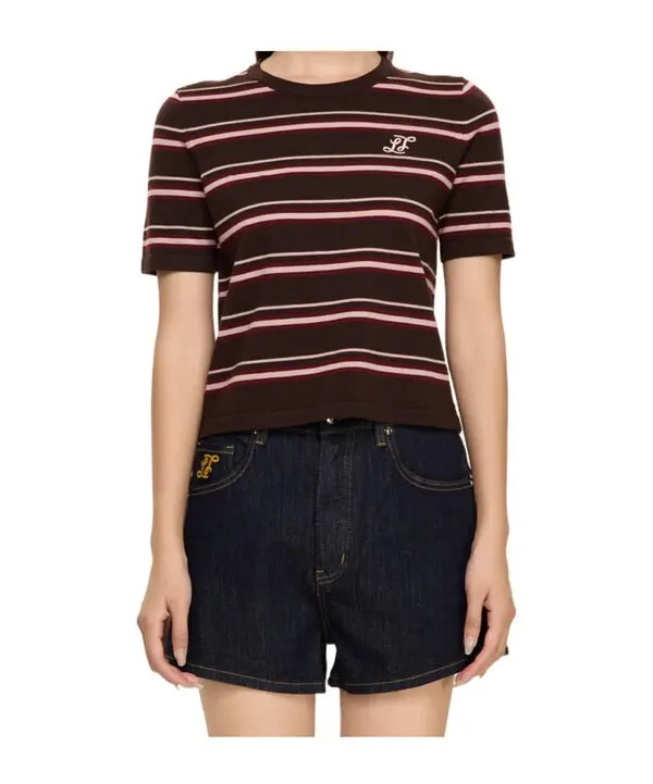 LIUREGALI Striped Round Neck T-shirt