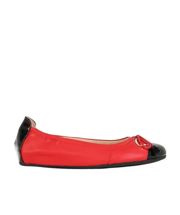 Bally Leather Ballerina Flats With Patent Cap Toe