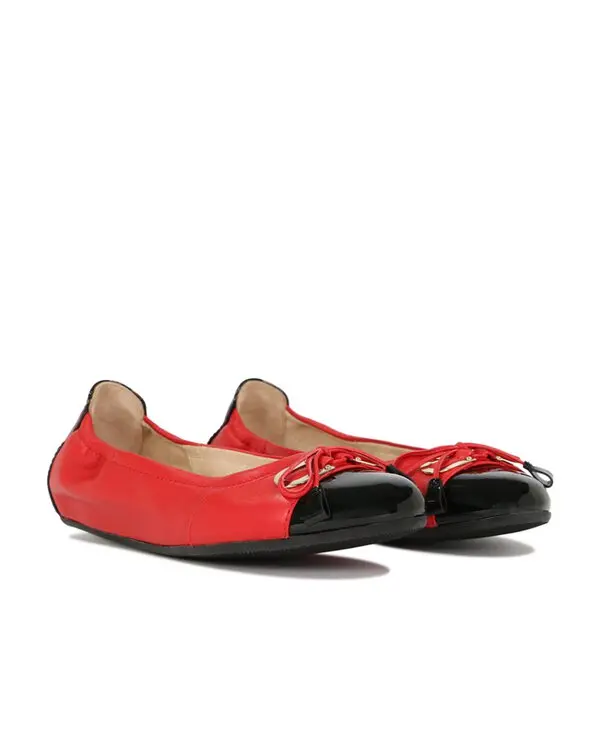 Bally Leather Ballerina Flats With Patent Cap Toe