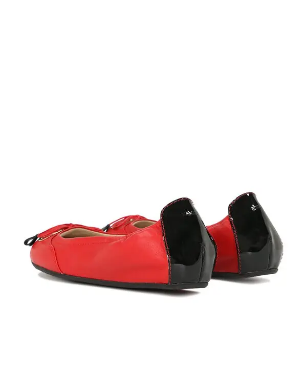 Bally Leather Ballerina Flats With Patent Cap Toe
