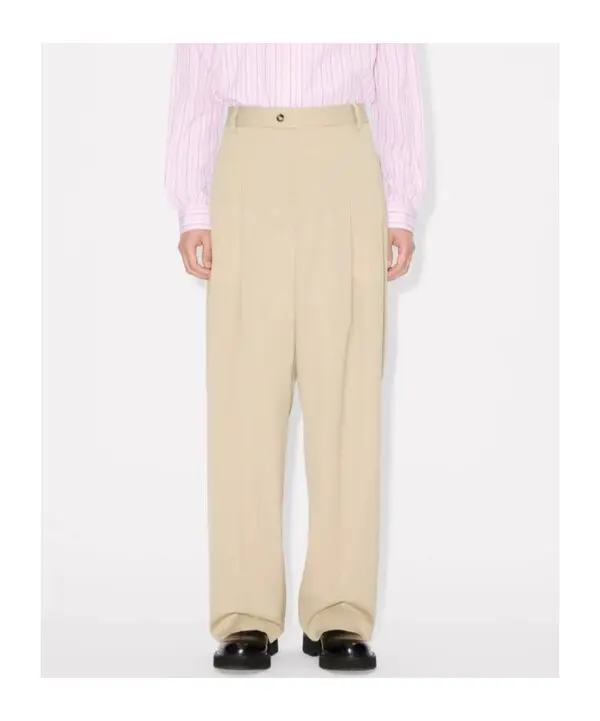Kenzo Straight Tailored Virgin Wool Polyester Pants