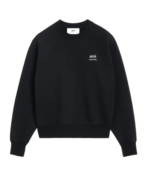 Ami Logo Detailed Crewneck Sweatshirt - Black
