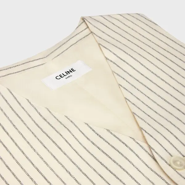 Celine Vest In Striped Wool Gabardine