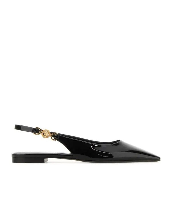 Versace Square-toe Slingback Ballerinas With Medusa Plaque