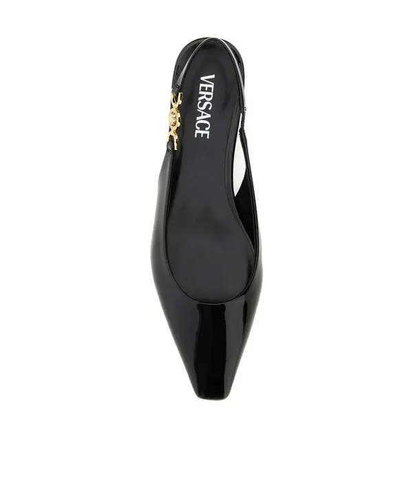 Versace Square-toe Slingback Ballerinas With Medusa Plaque
